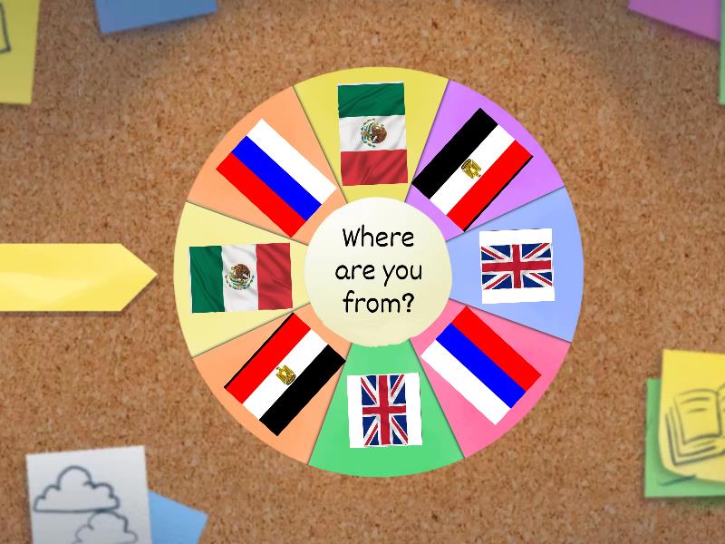 Where are you from? Name the country - Spin the wheel