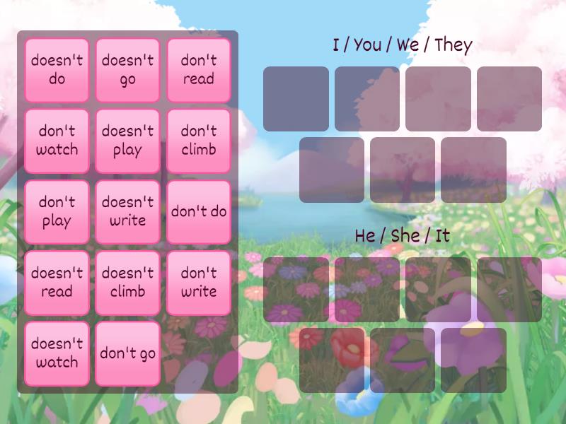Present Simple_Negative_Short form - Group sort