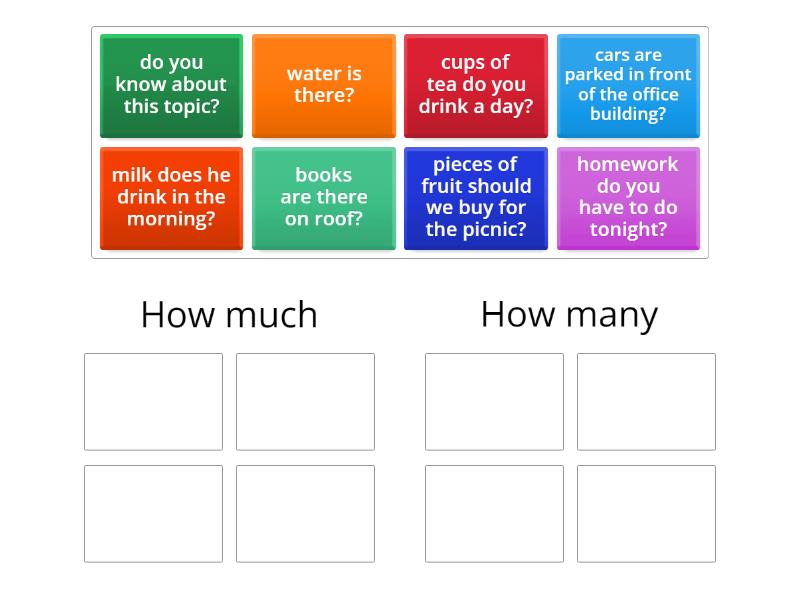 لعبة How many & How much - Group sort