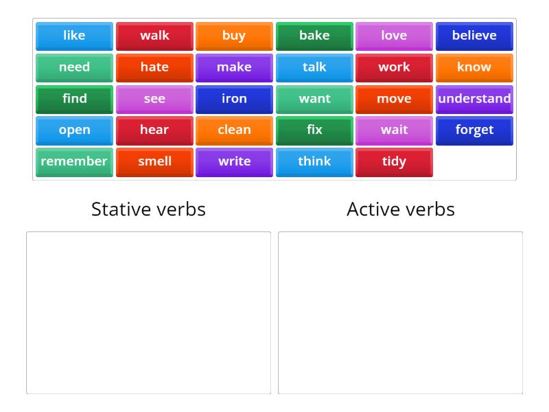 Stative / active verbs - Group sort