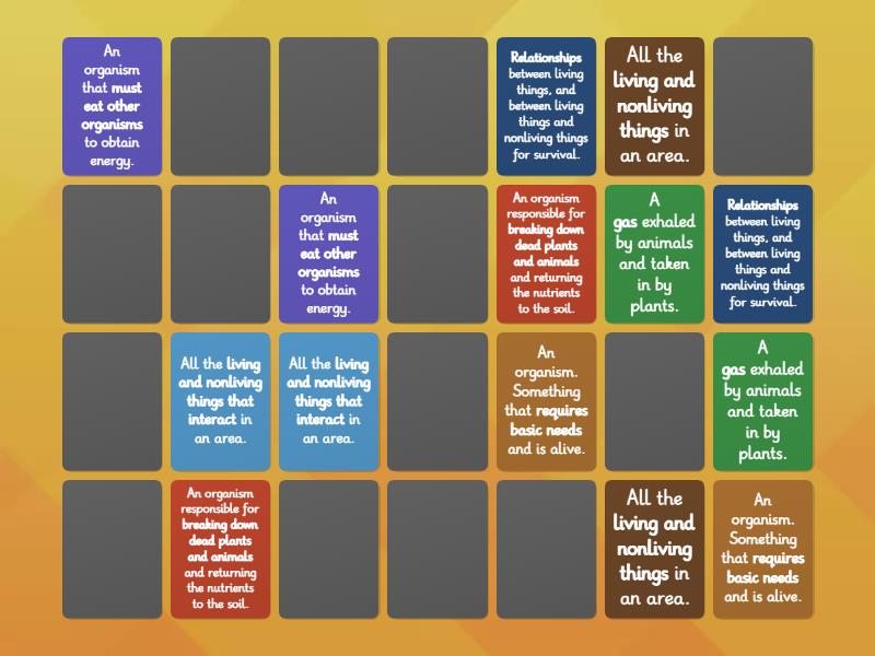 Ecosystem Interactions - - Matching pairs