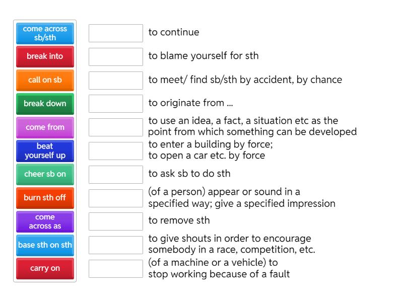 Focus 3, Phrasal Verbs 2 - Definitions - Match up