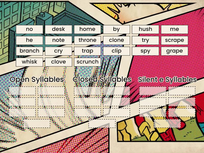Closed, Open & Silent e Syllable Sort - Group sort