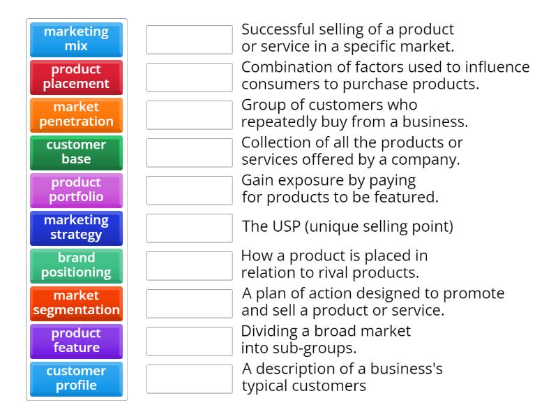 Marketing Vocabulary - Match up