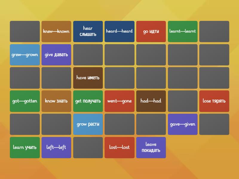 irregular verbs (past simple) go getter 6.3 (part 2) - Matching pairs