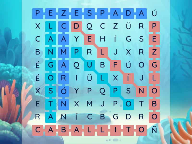 Animales acuaticos - Wordsearch