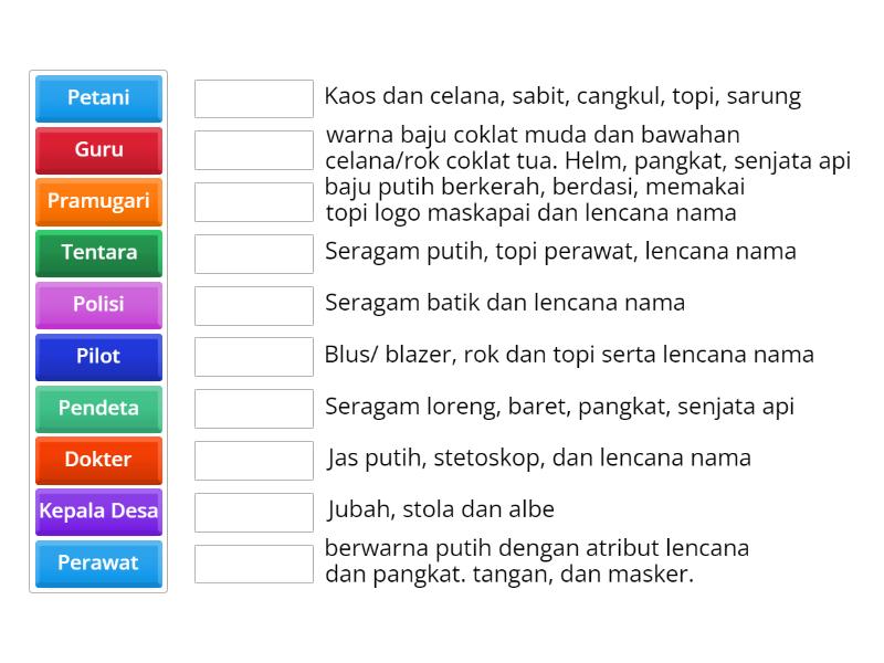 Pengenalan seragam profesi - Match up