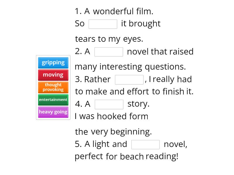 Adjectives to describe films or movies - Complete the sentence