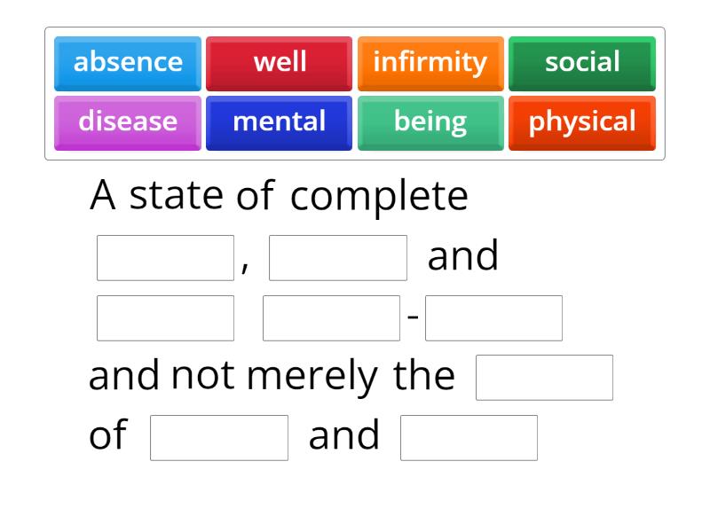 Health 2 - Complete the sentence