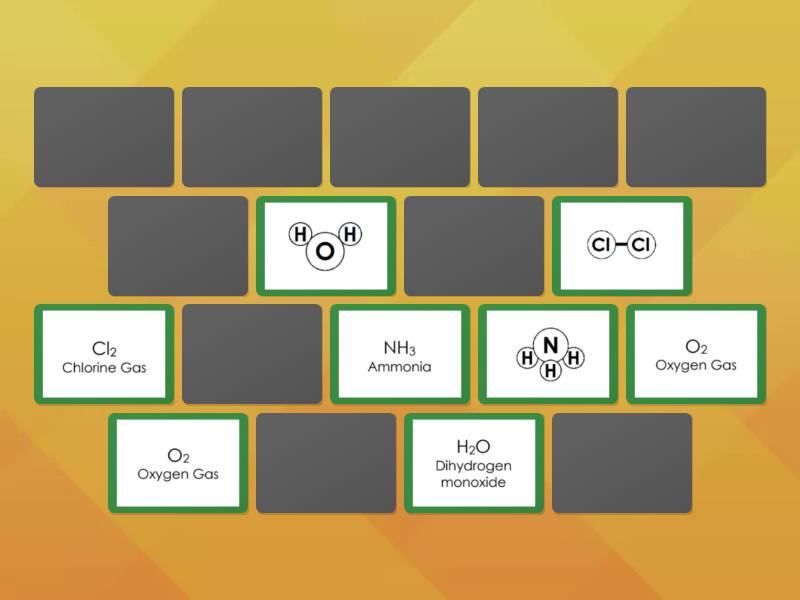 Match Molecule to Formula - Matching pairs