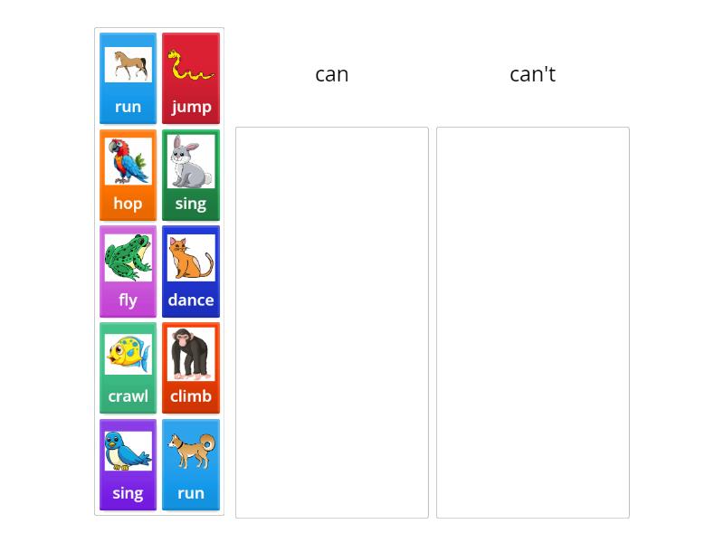 Animals can/can't - Categorize
