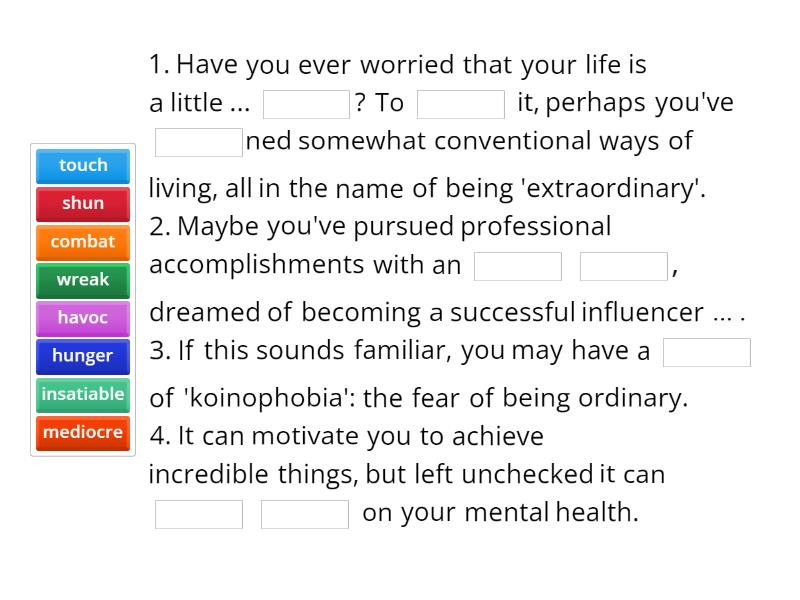 Koinophobia gap-fill - Missing word