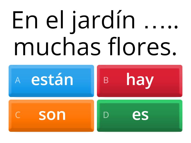 OJO 3: Elige el verbo correcto. (ser, estar, hay, tener) - Cuestionario