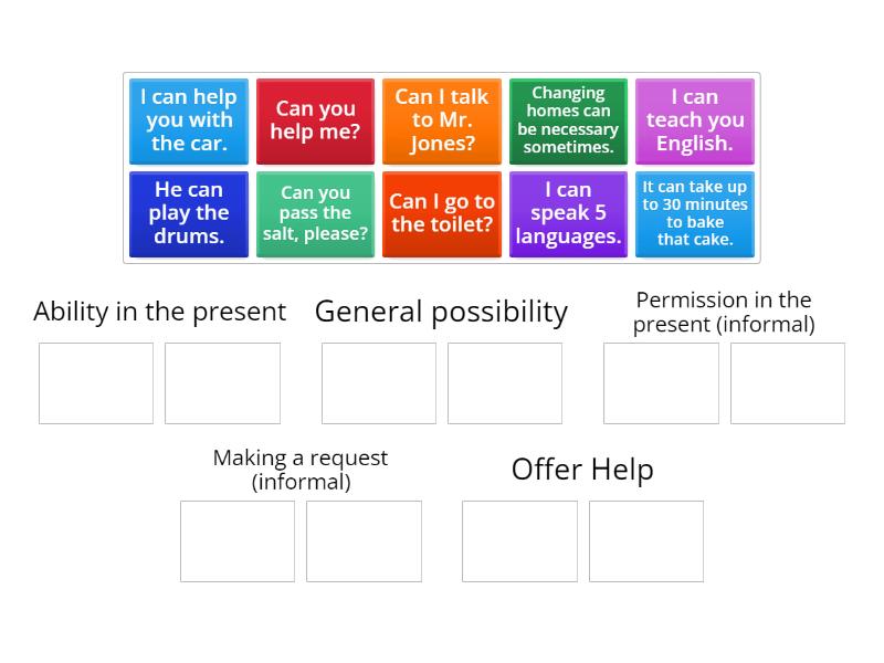 Modals (Can) - Uses - Group sort