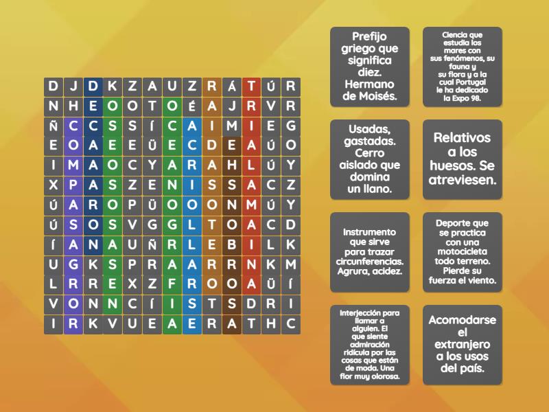 SOPA DE LETRAS EN WORDWALL - Wordsearch