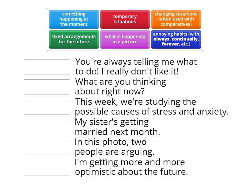 New Close Up B2 Unit 1 - Using the Present Continuous - Une las parejas