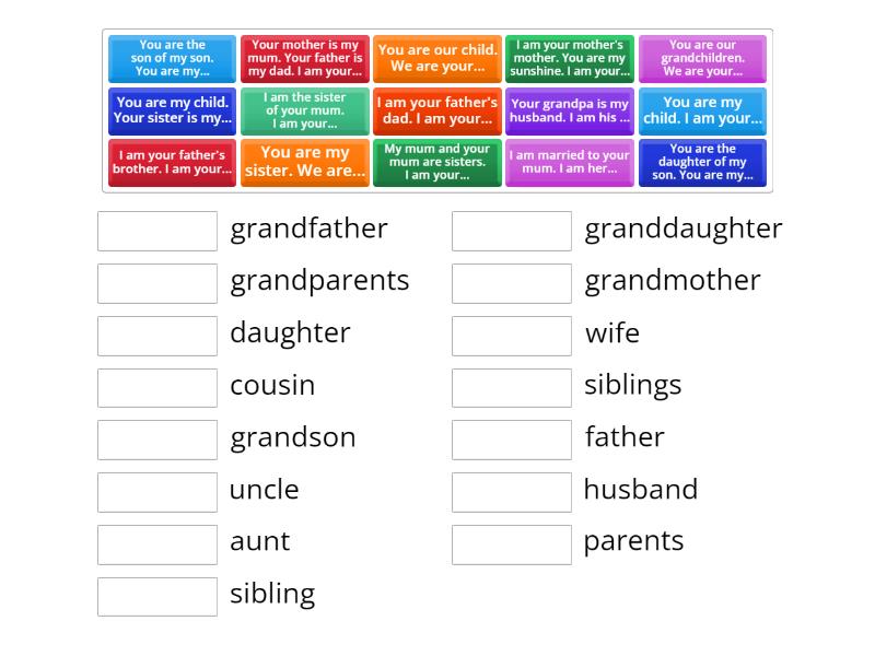 My family - riddles - Match up