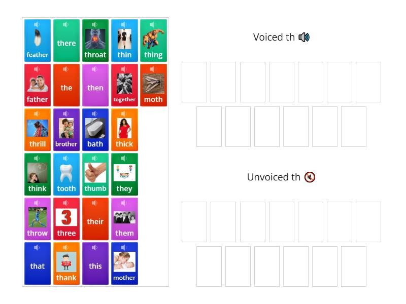 Jolly phonics. Group 6 - th - Group sort
