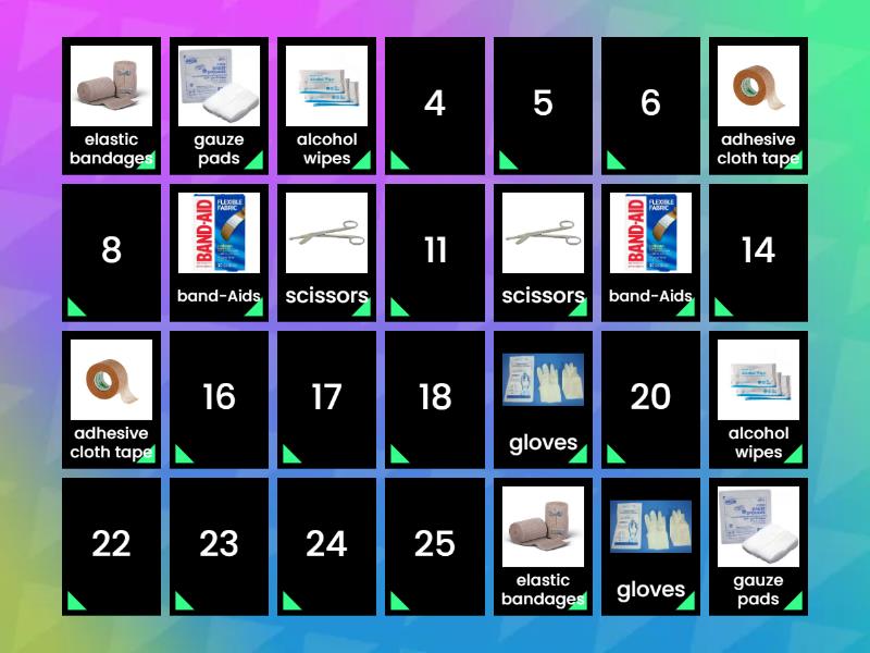 First Aid Kit Items - Matching pairs