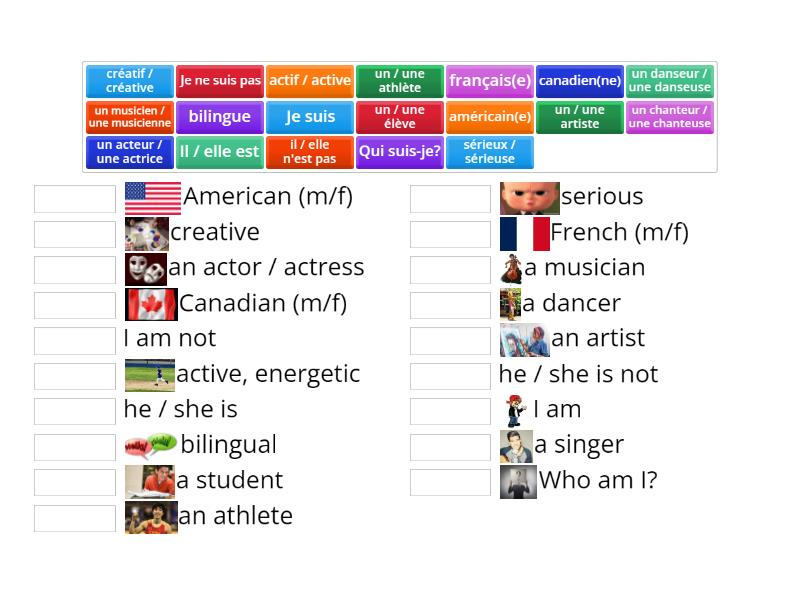 Unit 1: Identity - Une las parejas