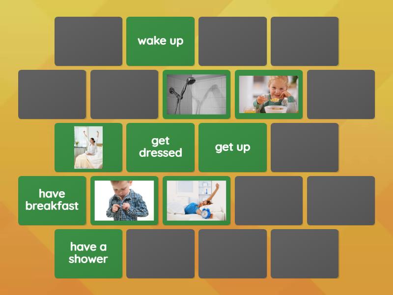 Power Up 2 Unit 1 Daily Routines - Matching pairs