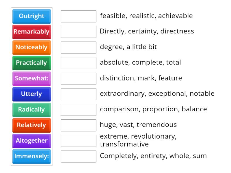 Intensifiers matching activity - Match up