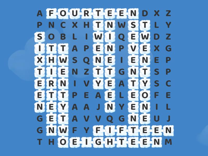 Numbers 13-22 - Wordsearch