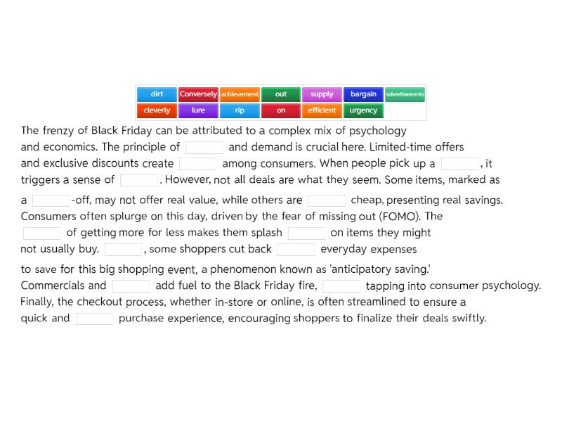 BLACK FRIDAY VOCABULARY - Complete the sentence