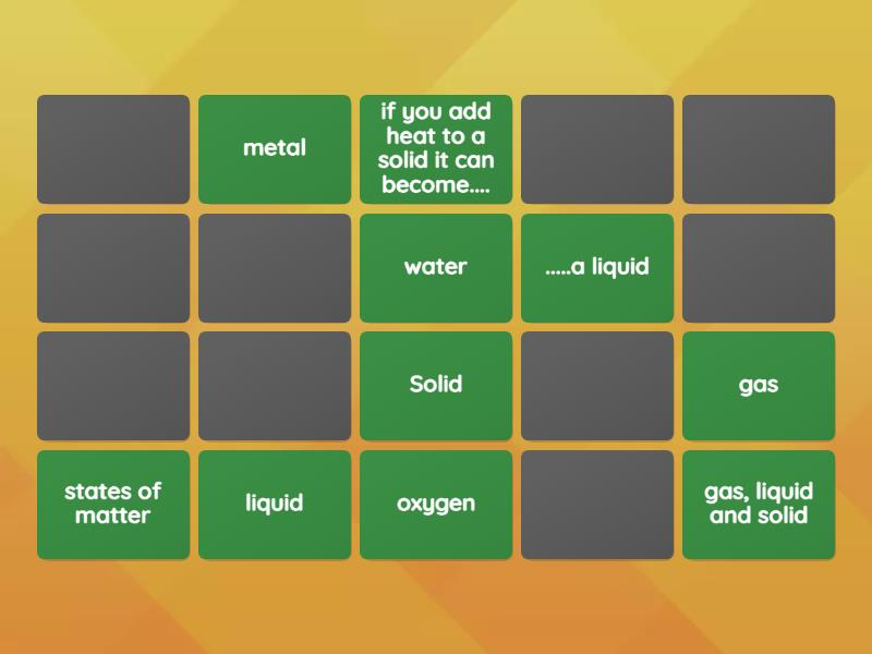 States of Matter - Matching pairs