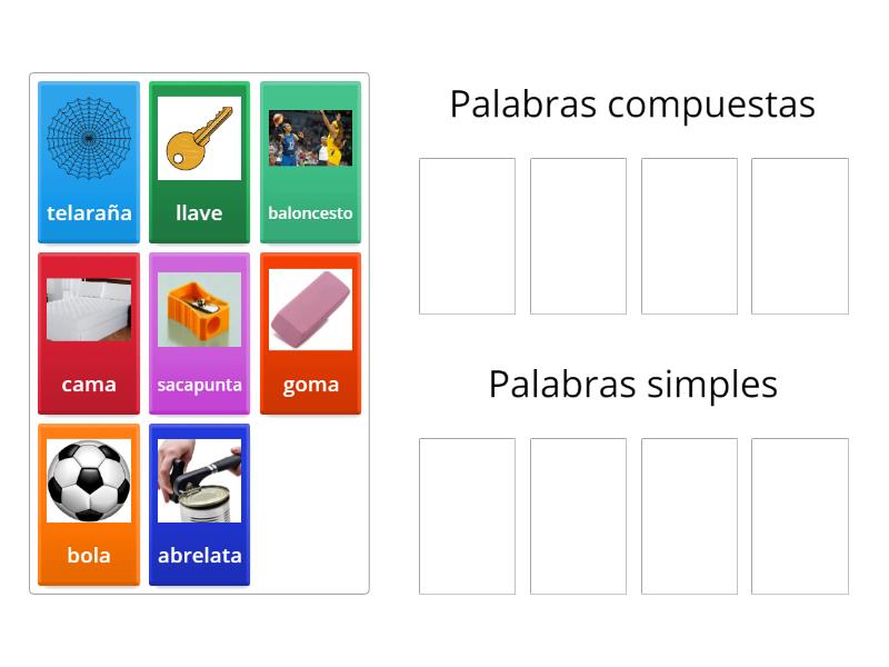 Clasifica palabras compuestas y palabras simples. - Group sort