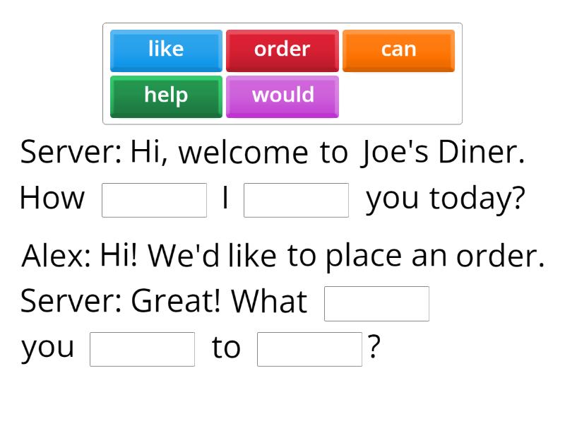 FAST FOOD: DIALOGUE - Complete the sentence