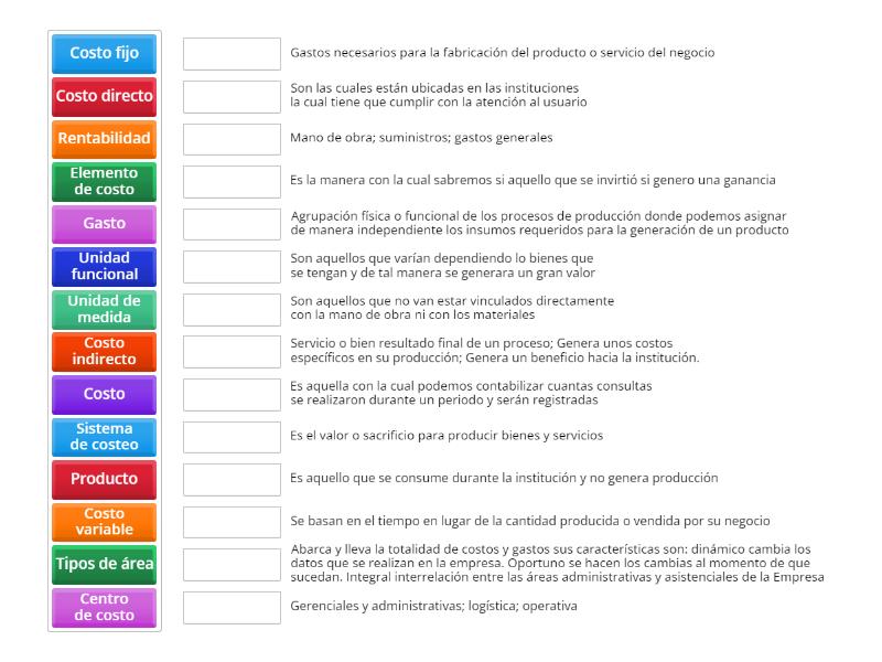 Costeo de servicios - grupo 1 - Match up