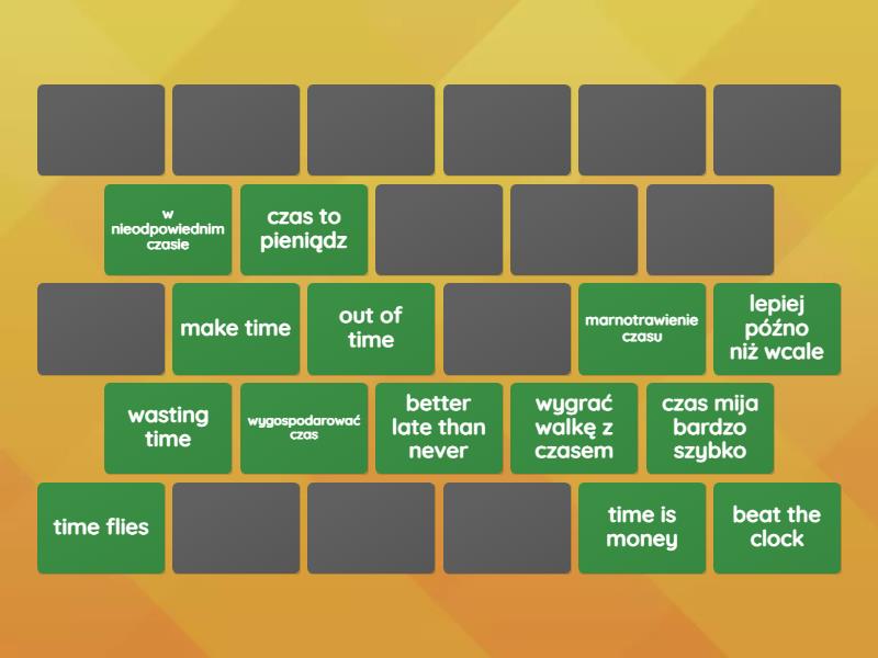 Time idioms memory game - Matching pairs