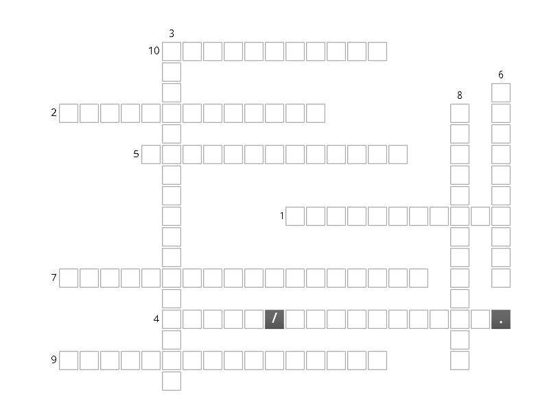 Crucigrama vocabulario Lectura - Crossword