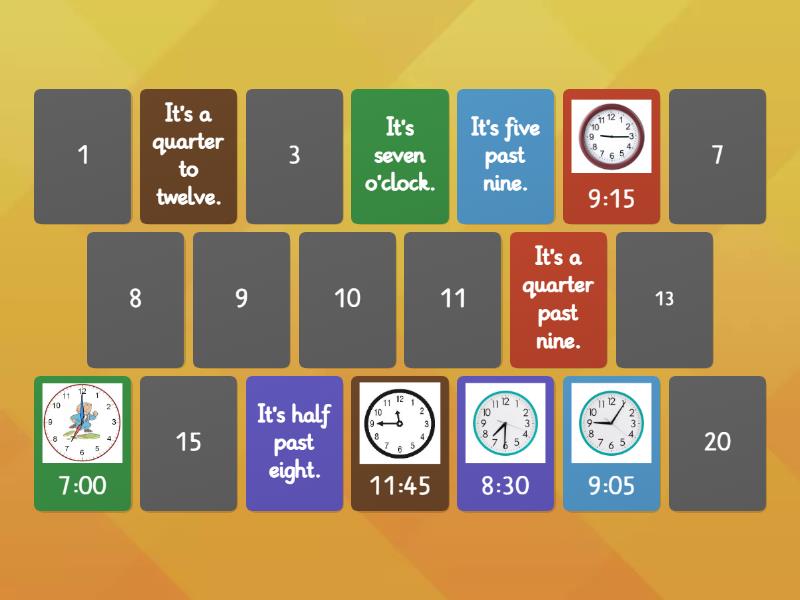 Telling the Time (memory game) - Matching pairs