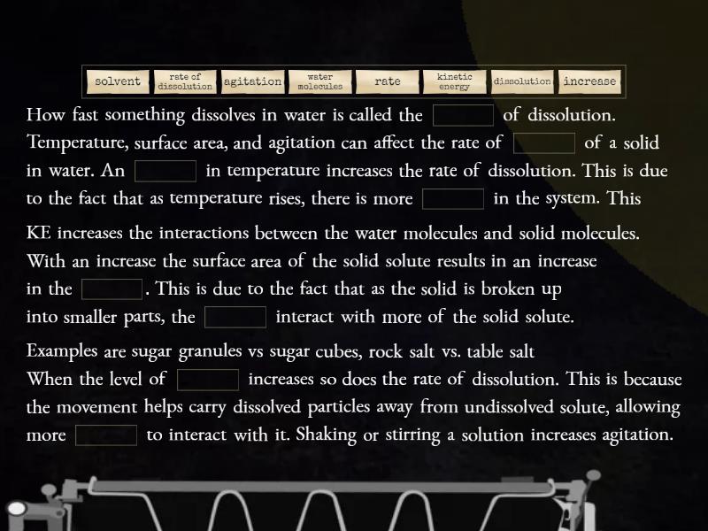 Rate of Dissolution - Complete the sentence