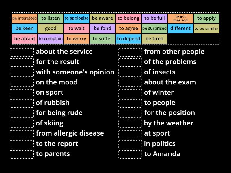 Adjective, Verb +preposition test Navigate C1 Navigate Unit 3 - Match up