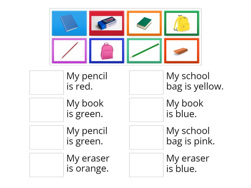 Unit 2 - School Objects and colors - Match up