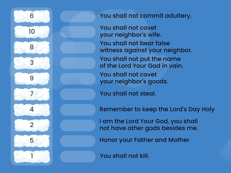 The Ten Commandments - Match up