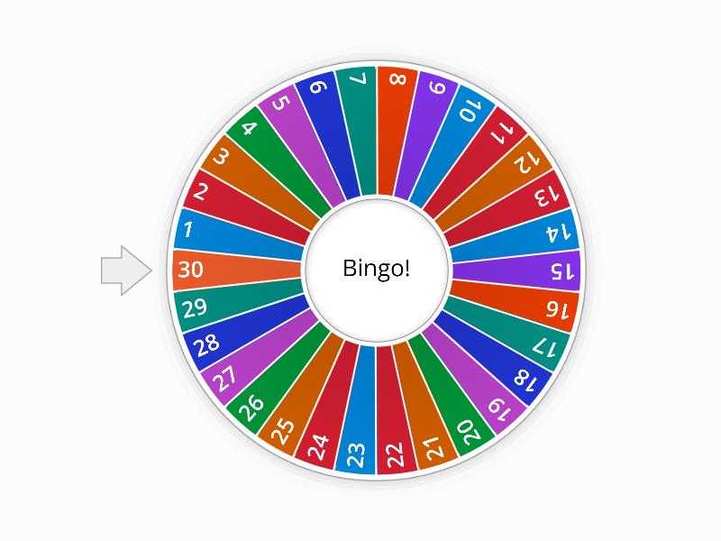 1101 - Number bingo 1-30 - Spin the wheel