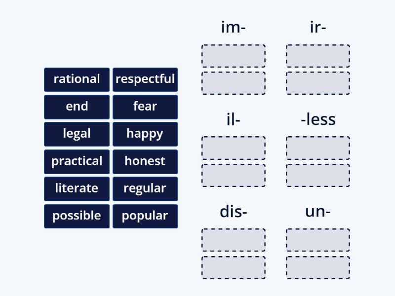 Empower B2 Unit 5A Negative affixes - Group sort