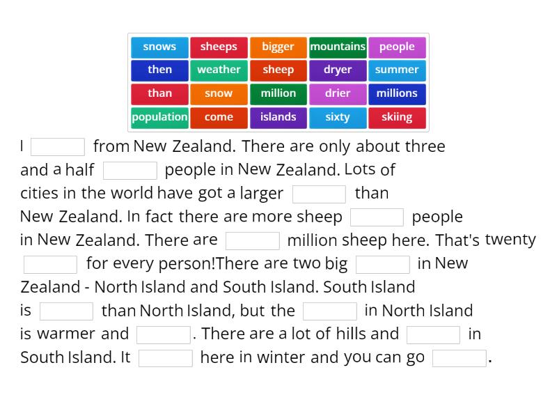 NEW ZEALAND (basic info) - Complete the sentence
