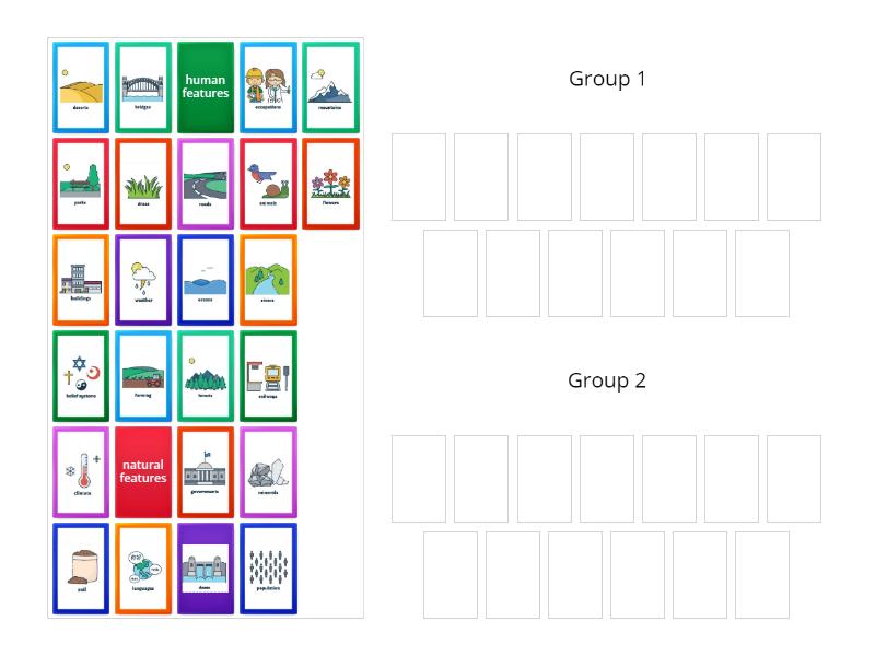 natural and human features sort - Group sort