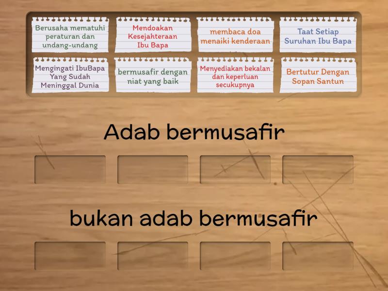 Adab adab ketika bermusafir - Group sort