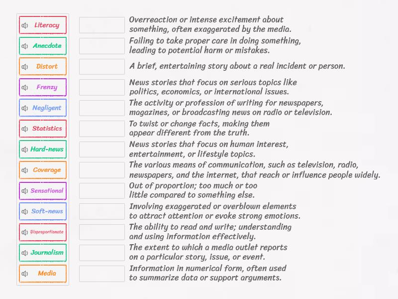UNIT 1- Can we trust media? vocabulary work - Match up