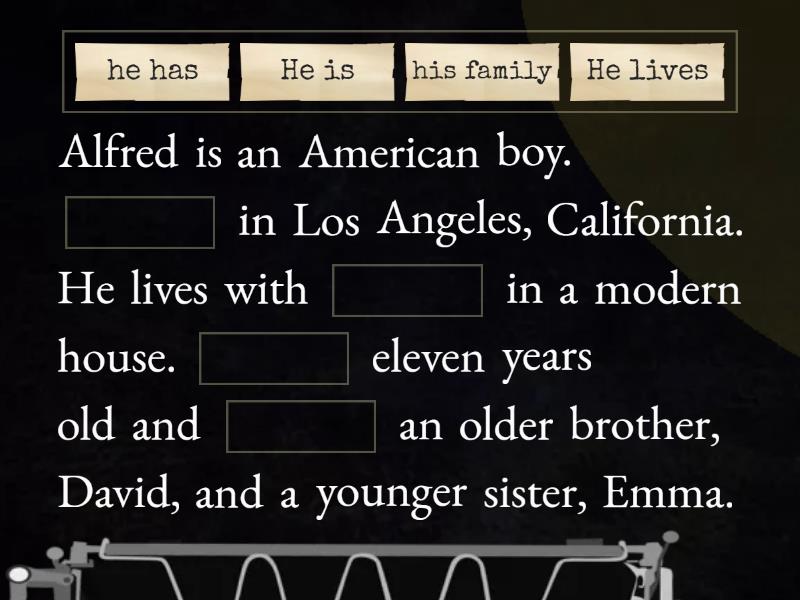 Alfred's daily routine. - Complete the sentence