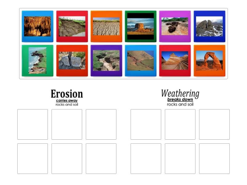 Erosion and Weathering Sorting - Ordenar por grupo