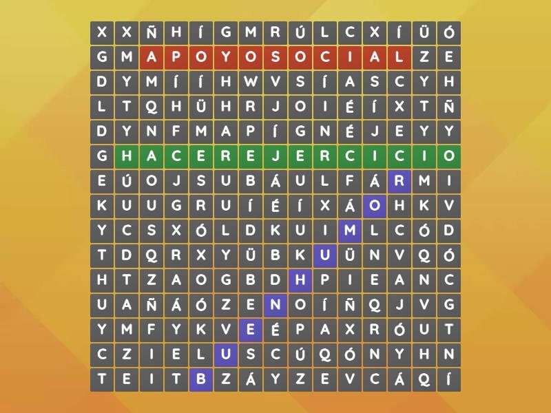 Tecnicas para el manejo del estres - Sopa de letras