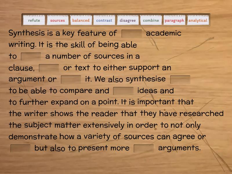 Synthesis Explanation - Missing word