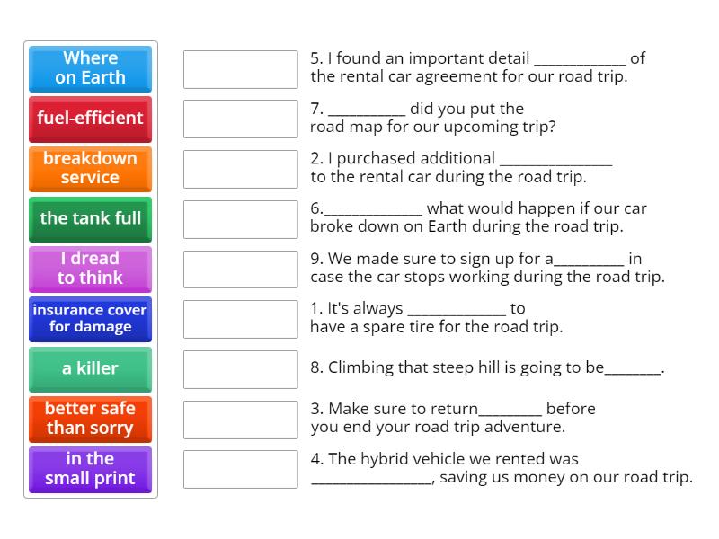 Road trips - Match up